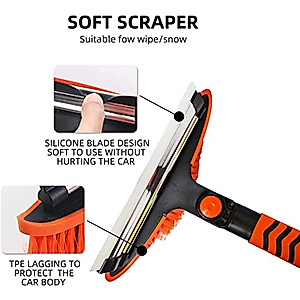 DUGAO 43" Ice Scrapers for Car Windshield Extendable Snow Brush 5 in 1 with Squeegee Foam Grip and 360° Pivoting Brush Head for Car SUV Truck