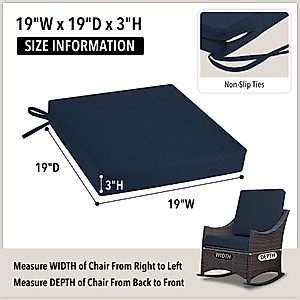 Tromlycs Outdoor Cushions for Patio Furniture Chair Cushions Set of 2 Seat 19x19 Inch Waterproof Outside Square with Ties Navy Blue