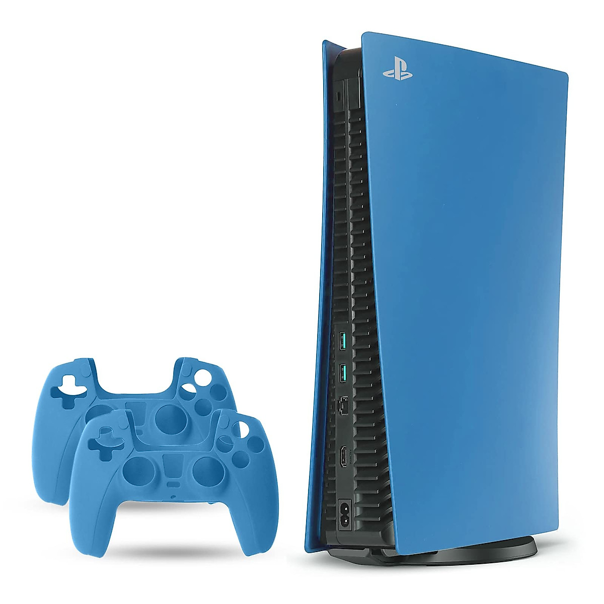 PEYANZ ＰS5 Console Cover, ABS Shell, Replacement Faceplate, Anti-Scratch Dustproof, with Extra 2pcs Free Controller Stickers or Covers (Disc Edition, StarBlue)