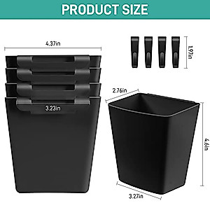 LEZIOA 5 Pack Hanging Cup Holders, Multipurpose Rolling Cart Accessories Utility Cart Accessories For Art & Craft Supplies, Space Saving Hanging Storage Basket Pencil Holder Makeup Organizers (Black)