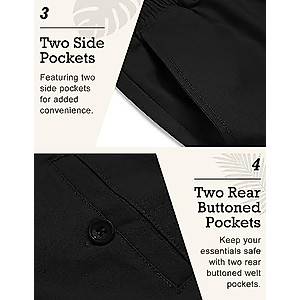 COOFANDY Men Casual Linen Pants Beach Summer Lightweight Pants Elastic Waist Drawstring Loose Trousers (Black, L)