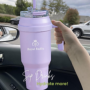 Royal Radix 50 oz Tumbler with Handle, 2 in1 Straw and Lid, Stainless Steel,Traveling Mug, maintain Cold for 24 Hours Hot 12H, Leakproof and Dishwasher Safe