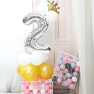 40 Inch Silver Large Numbers Balloons 0-9, Number 1 Digit 1 Helium Balloons, Foil Mylar Big Number Balloons for Birthday Party Anniversary Supplies Decorations