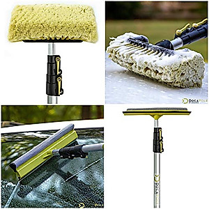 DocaPole 5-12 Foot Car Cleaning Kit | Car Wash Kit with Soft Car Wash Brush, Car Squeegee, Car Wash Mitt (2X), Microfiber Cleaning Head & 12’ Extension Pole | Car Detailing Kit with Long Handle