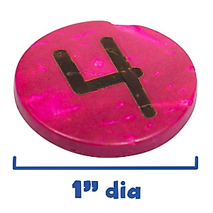 READY 2 LEARN - CE10006 Coconut Numbers - Set of 100 - 0-9 - 5 Colors - Natural, Hand Made Counters for Kids - Math Manipulatives