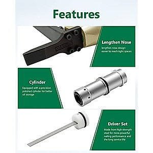 meite MT8016LN Pneumatic Upholstery Stapler 21 Gauge 80 Series 1/2-Inch Crown 1/4" to 5/8" Length Air Fine Wire Stapler Gun with Long Nose