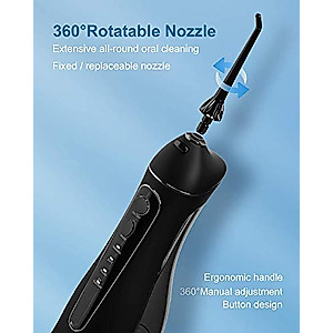 Water Dental Flosser Cordless for Teeth - Nicwell 4 Modes Dental Oral Irrigator, Portable and Rechargeable IPX7 Waterproof Powerful Battery Life Water Teeth Cleaner Picks for Home Travel
