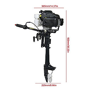 4HP 4 Stroke Outboard Motor Boat Engine 52CC Aluminum Heavy Duty Boat Motor with Air Cooling System Fishing Boat Engine (4HP-4 Stroke)