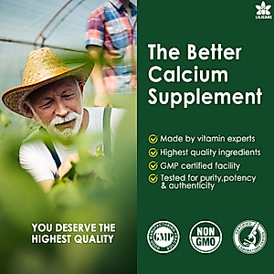 Plant Based Calcium Supplement 600mg with Vitamin D3 K2, Zinc for Bone Strength, Sustainably Sourced Algae Calcium Magnesium 2:1 Ratio, Sugar Free Calcium Gummies 70+ Trace Minerals, Vegan, 60 Counts