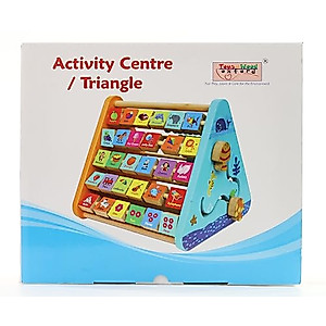 TOWO Activity Centre Triangle Toys - flip Flop Alphabet Blocks Abacus Clock - Activity Cube for Toddlers 5 in 1- Toys for Babies Montessori Learning-Wooden Toys for 1 Year Old