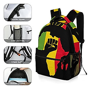 Africa Black Power Fist Map Book Bag Laptop Backpacks Travel Daypacks Unisex College Bookbags