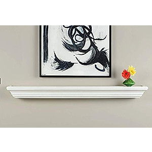MANTELSDIRECT 72 Inch Floating Fireplace Mantel Wood Shelf in White - Colton from Mantels Direct | Wooden Rustic Wall Shelf Perfect for Décor and Electric Fireplaces