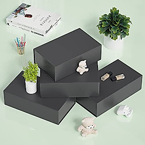 RYDDOY Black Gift Box, 12x6x4'' Gift boxes for Presents with Lids Magnetic Closure Rectangle Collapsible for Groomsman Proposal Box, Wedding, Christmas, Halloween, Birthday Gift Packging