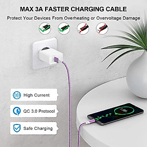 USB C Cable,3/3/6/6/10FT 5pack Charging Cable USB C 3.1A Fast Charging Cable Nylon Long USB Type C Cable for Samsung Galaxy S22 Ultra S21 S20 S10 S9 S8 Plus,Redmi,Sony Google Pixel