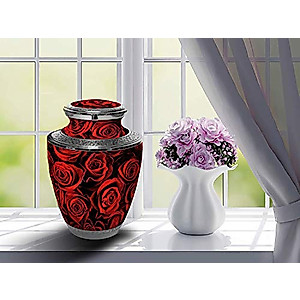 Crimson Rose Urns for Human Ashes Adult Female Large, XL or Small Urns for Human Ashes & Urns for Ashes Adult Female for Home or Burial - Rose Urn
