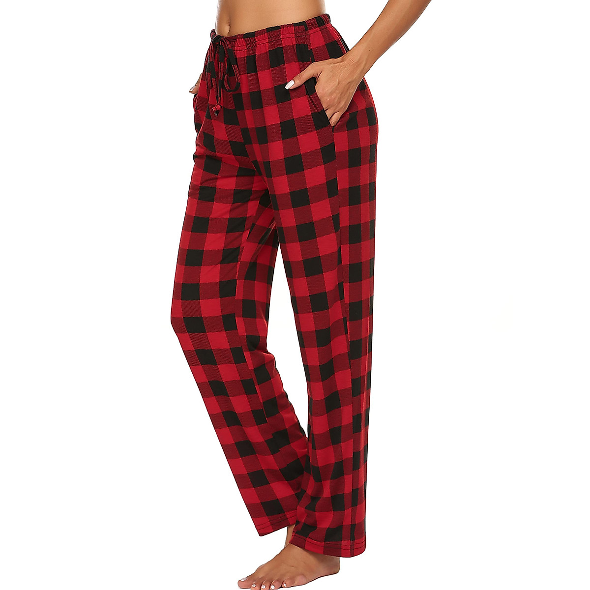 Ekouaer Womens 2 Pack Lounge Pants Comfy Pajama Pants Plaid Pajama Bottoms with Pockets Drawstring Pj Bottoms Pants