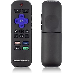 Amtone New Replacement Remote for Hisense ROKU Smart TVs with Netflix Disney Hulu VUDU Keys fits for 50H4 55H4 48H4 40H4 R6070 50R7E 32H4C 32H4D 32H4E (Netflix/Disney+/Apple TV+/hulu) (Renewed)