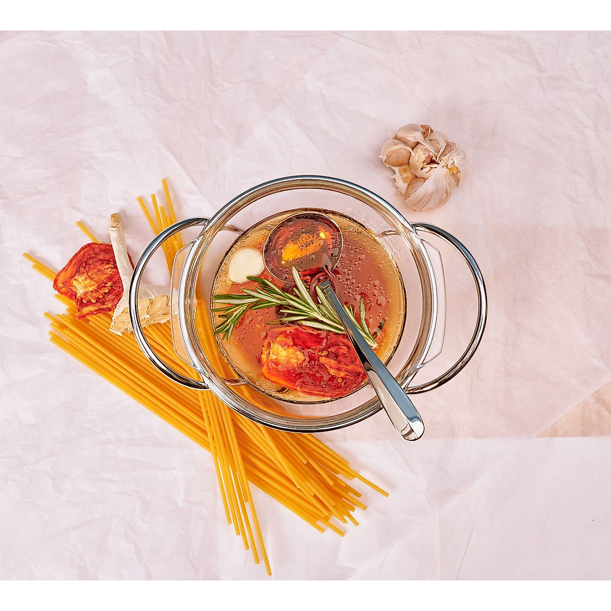 Rigeli Regent Chromeplated Wire Sauce Warmer w/Ladle Stainless Steel Round Soup Warmer with spoon Perfect for Chocolate, Caramel, Cheese, Sauces and More