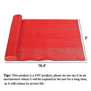 MYOYAY 3' x 16.4' Non-Slip PVC Drainage Floor Mat Commercial Wet Area Floor Mats for Outdoor Indoor Restaurant Kitchen Bar Swimming Pool Splash Matting Water Drain Flooring Mat, Red