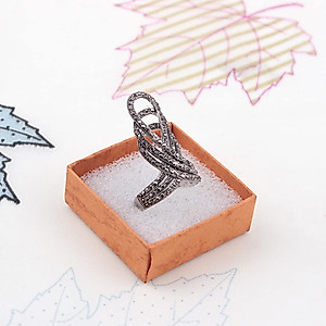 Ajojewel New Black Rhinestones Crown Ring Retro Vintage Exaggerated Statement Rings For Women Unique Collection Costume Jewelry Accessories (Black, 9)