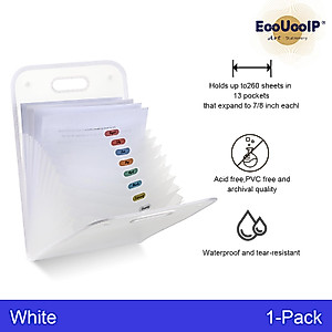 EooUooIP 13-Compartment Portable Vertical Accordion Expandable File Folder Organizer with Blank Index Tabs,Portable and Durable,Suitable for File Management and Document Storage.