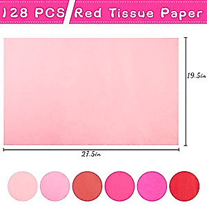 Shindel 128 Sheets Red and Pink Bulk Tissue Paper for Gift Wrapping, for Valentine's Day, 27.5 x 19.5 Inch, Premium Gift wrap Tissue Paper