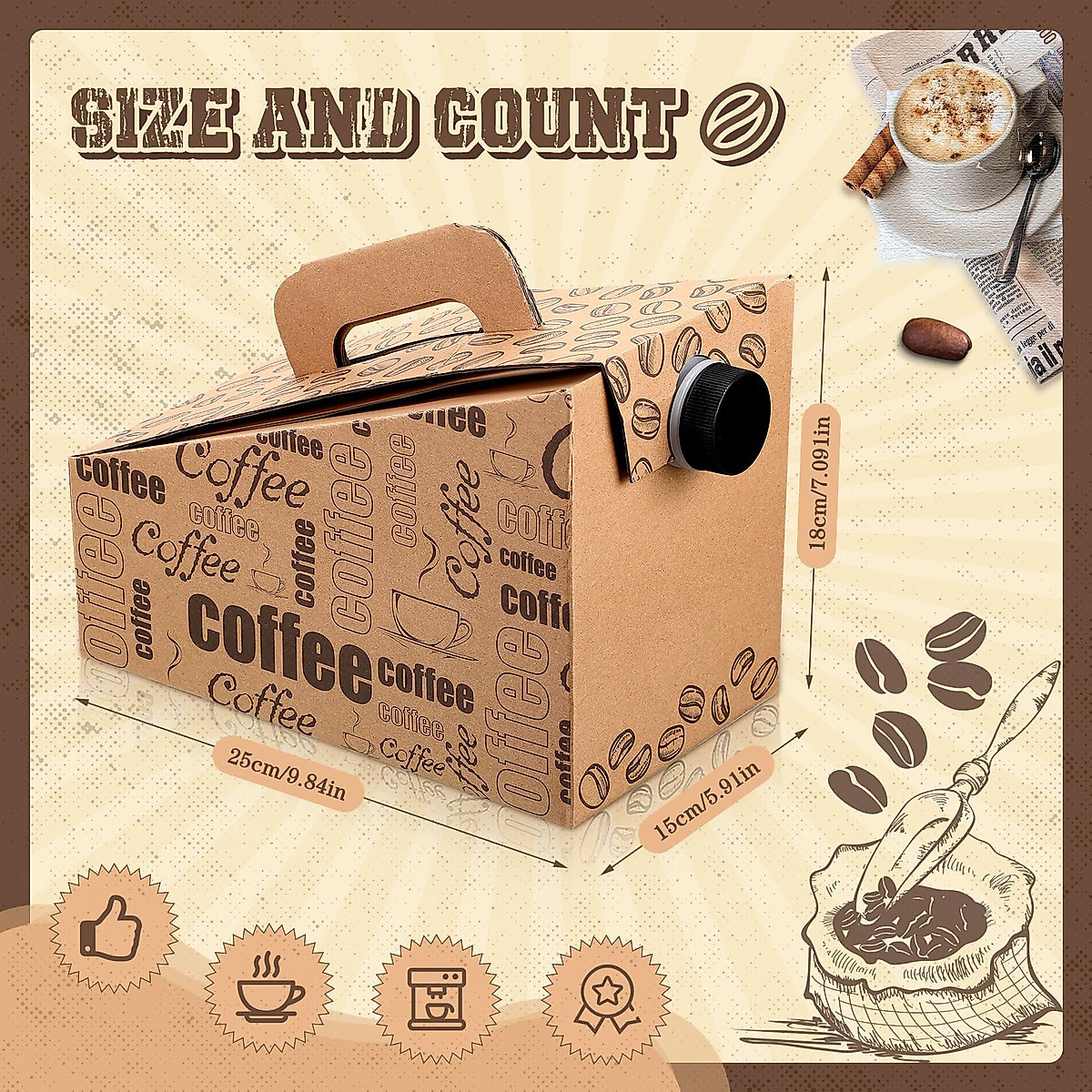 Resholder 10 Pack Coffee Boxes for Catering 96 oz Coffee to Go Container Disposable Coffee Dispenser Insulated Coffee Box Portable Coffee Boxes with Handle for Catering Liquid Carrier