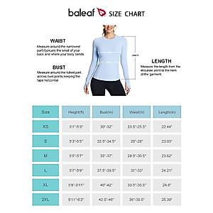 BALEAF Women's Long Sleeve Workout Tops Compression Running Shirts Fitted Athletic Warm Thumbholes Quick Dry Stretch Yoga Blue L