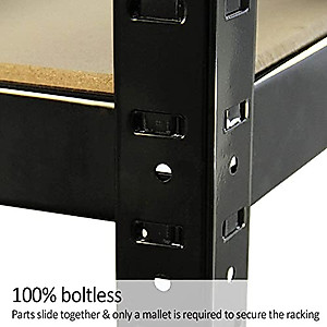 5 Tier Shelving Unit Heavy Duty Garage Metal Storage Boltless Adjustable Shelves for Storage,Standing Utility Multipurpose Muscle Shelf for Office, Garage, Kitchen,77"x 39" x 20", Black