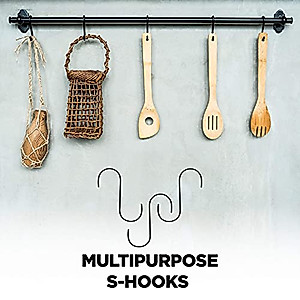 GREENITY Pack of 30 Black S Hooks for Hanging Clothes Heavy Duty Stainless Steel S Shaped Hooks for Hanging Clothes, Bags, Blankets, Pots, Plants, Garage Tools and Kitchen Utensils (3.7 Inches)