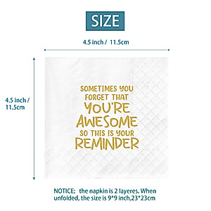 Joyiou Thank You Gifts Napkins, Inspirational Gifts for Women, Men, Coworker, Birthday Party Gift Supplies for Women, Best Friend, Daughter, Mom, Sometimes You Forget You are Awesome, 4.5x4.5In, 50Pcs
