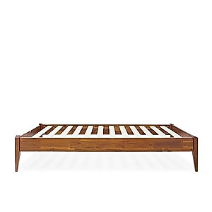 Bme Dinkee 15 Inch Signature Bed Frame Without Headboard - Modern & Minimalist Style with Acacia Wood - 12 Strong Wood Slat Support - Easy Assembly - No Box Spring Needed - Caramel, Twin