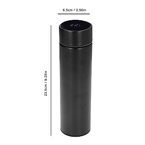 Insulated Bottles, 500ml Stainless Steel Thermal Mug Double Wall Vacuum Flasks with LED Display Vacuum Flasks with Lid for Home Office Kitchen Outdoor(black)