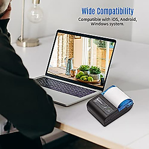 Portable Mini Thermal Printer 2 inch Wireless USB Receipt Bill Ticket Printer with 58mm Print Paper Compatible with iOS Android Windows for Restaurant Sales Retail
