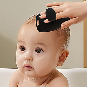 Exfoliating Silicone Body Scrubber,with Ergonomic No-Slip Handle,Cleaning and Massage Your Skin, Easy to Hold and Hang, Hygienic and Long-lastin (Black)