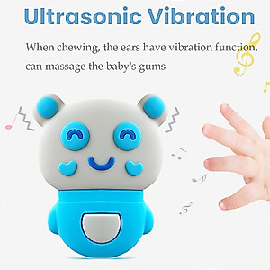 Baby Teether Toy, Teetheing Toys for Babies 0-12 Months, Baby Soothing Teether Toys for Sensory Exploration and Teething Relief, Cute Cartoon Shape, BPA-Free