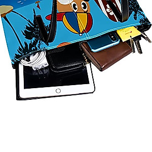 Women's Leather Tote Shoulder Bag, Big Capacity Beach Bear Handbag