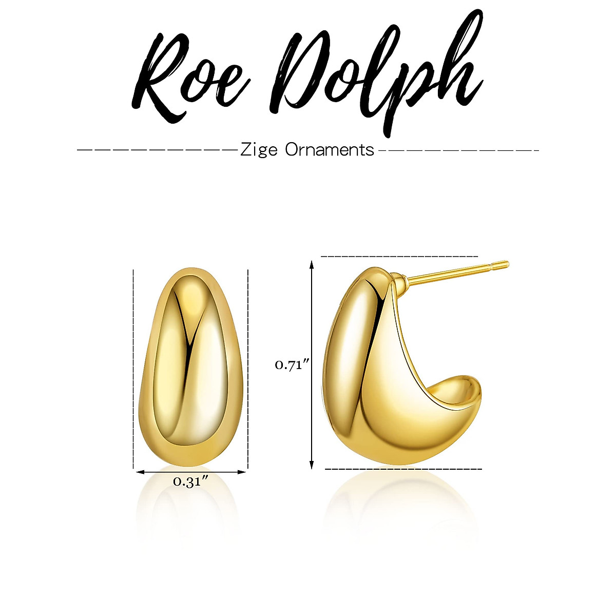 Chunky Gold Hoop Earrings for Women Lightweight Teardrop Earrings Hypoallergenic Gold Plated Earrings Trendy Waterdrop Stud Earrings for Birthday Gifts(Gold)