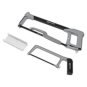 Amazon Basics 3-Piece Aluminum Hacksaw Set with Bi-Metal Hacksaw Blades - 24 TPI (6-inch, 8-inch and 12-inch)
