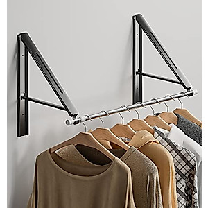 WXS-CHALL Aluminum Wall Mounted Clothes Drying Rack - Space Saving Folding Laundry Rack for Wall, Collapsible Design (Black)