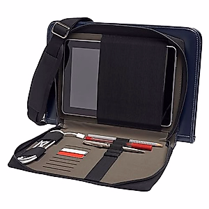 Broonel Blue Leather Laptop Messenger Case - Compatible with Dynabook Portégé X40L-K 14" Laptop