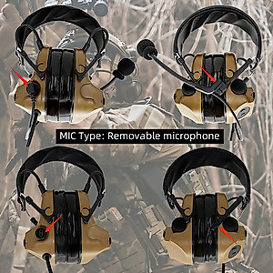 Hearangel Tactical Headset,Sound Pickup Noise Reduction & K 2 Pin PTT for Airsoft Activities (Coyote Brown)