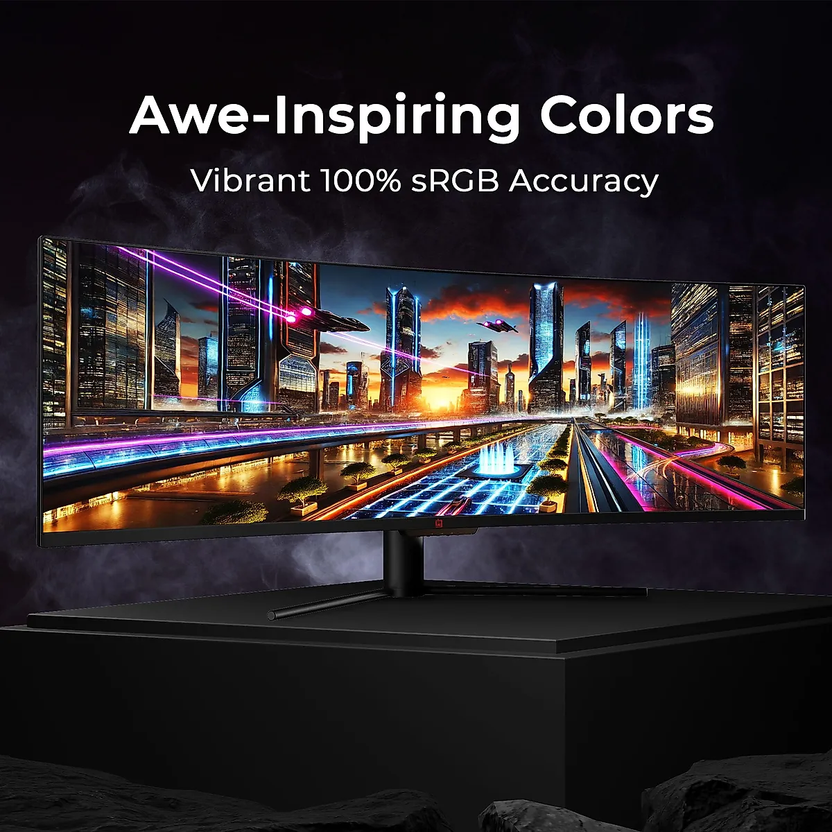 Deco Gear 49" Curved Ultrawide 5K Gaming Monitor, 32:9, 120 Hz, 101% NTSC 100% sRGB, Adjustable, Home Office and Entertainment Workstation