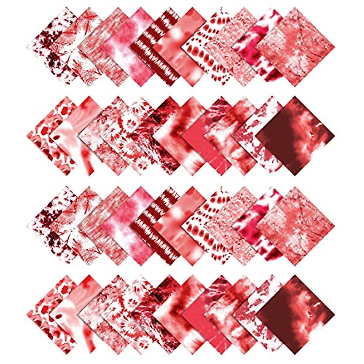 Soimoi 40Pcs Tie Dye Print Cotton Precut Fabrics for Quilting Craft Strips 2.5x42inches Jelly Roll - Red