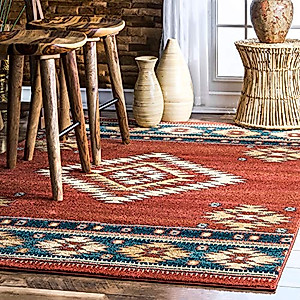 nuLOOM Margene Tribal Diamond Area Rug, 4' x 6', Red