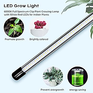 iPower LED Grow Light, 6000K Full Spectrum Clip Plant Growing Lamp with 84 White Red LEDs for Indoor Plants, 5-Level Dimmable, Auto On Off with 4/8/12H Timer