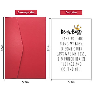 YIWANSIN Funny Boss’s Day Card for Boss Lady, Thank You Card for Her Woman, Humorous Boss Lady Card from Employee, Appreciations Card, Thank You for Being My Boss