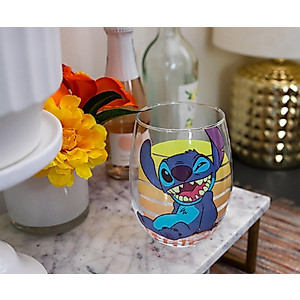 Silver Buffalo Disney Lilo And Stitch Sunset Stemless Glass, 20-Ounces