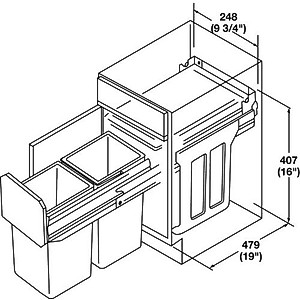 Kitchen Cabinet Double Waste Bin HAILO Tandem 30L Under The Sink Waste sorter 2 x 15 liters