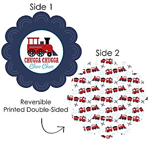 Big Dot of Happiness Railroad Party Crossing - Steam Train Birthday Party or Baby Shower Round Table Decorations - Paper Chargers - Place Setting for 12